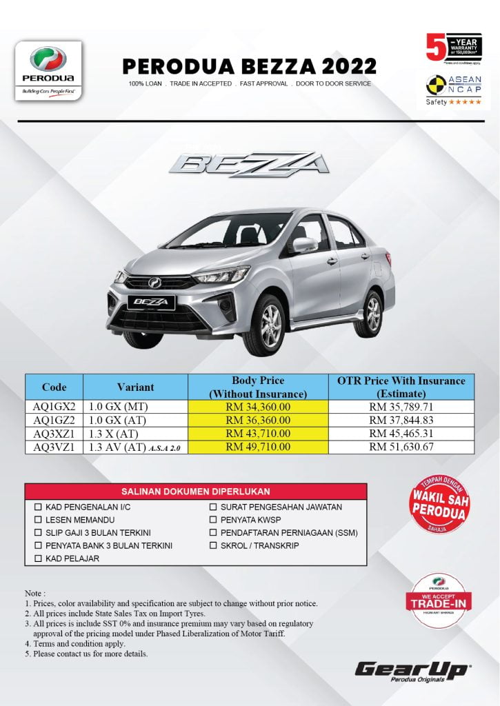 Harga Bezza Baru 2022 Promosi Terbaru - Perodua Malaysia