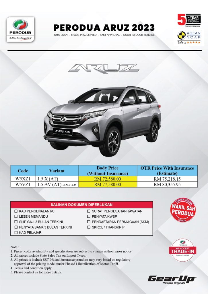 Harga Aruz Baru 2023 Promosi Terbaru - Perodua Malaysia